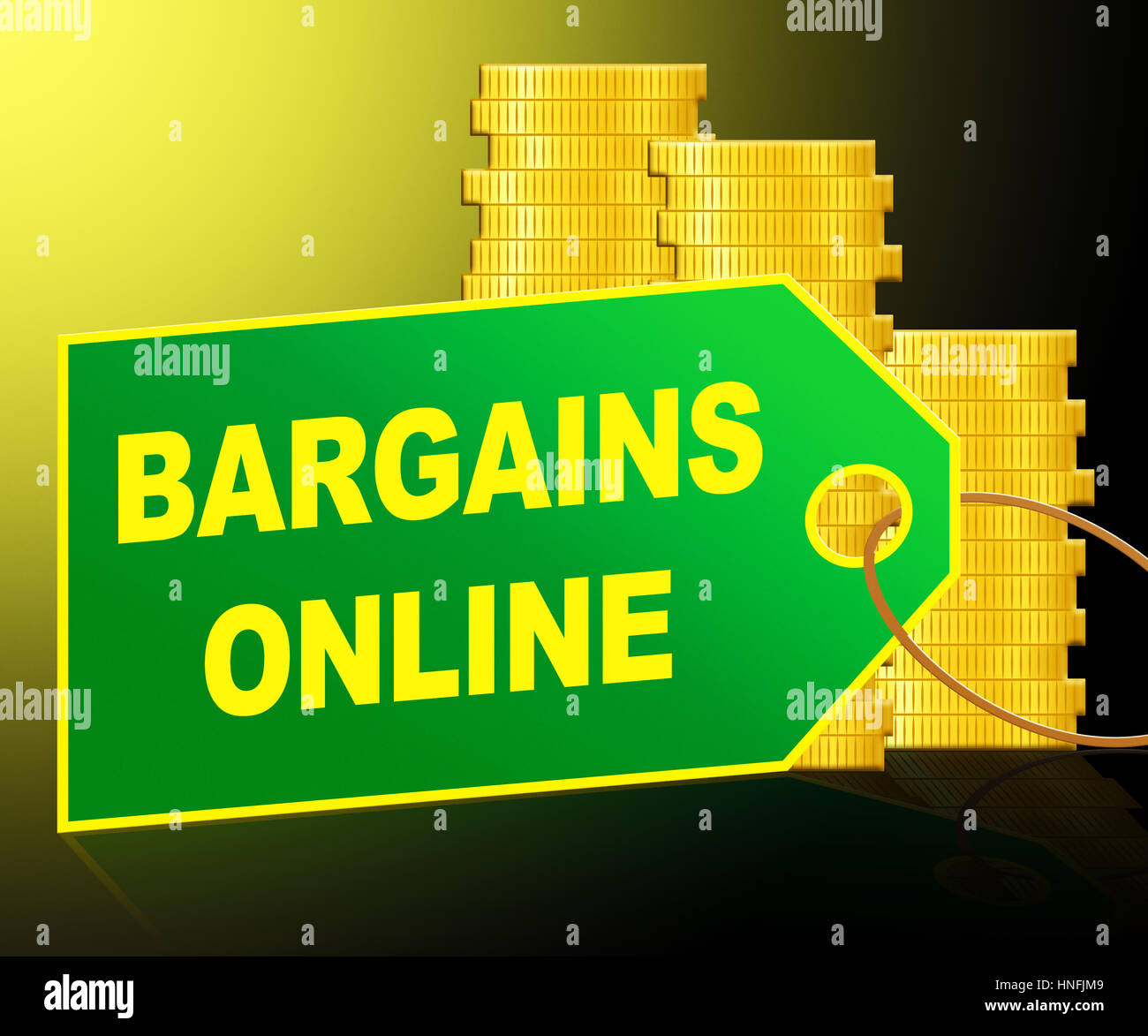 Bargains Online Label And Coins Represents Internet Deal 3d ...