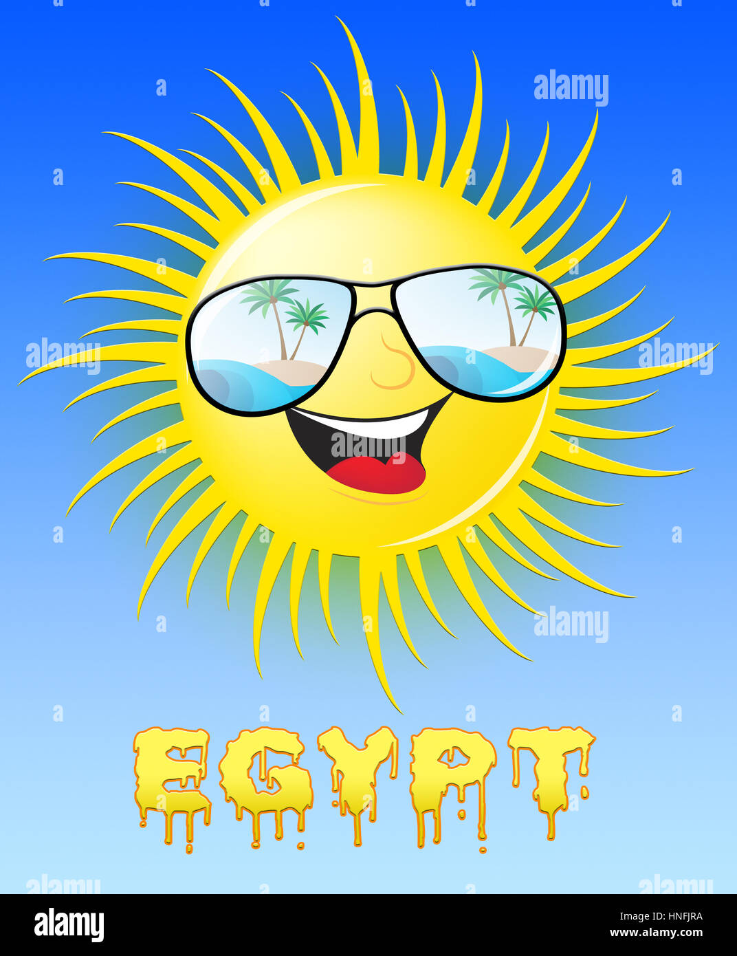 Egypt Sun With Glasses Smiling Means Sunny 3d Illustration Stock Photo ...