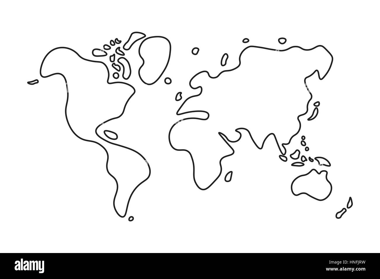 Line drawing world map hi-res stock photography and images - Alamy