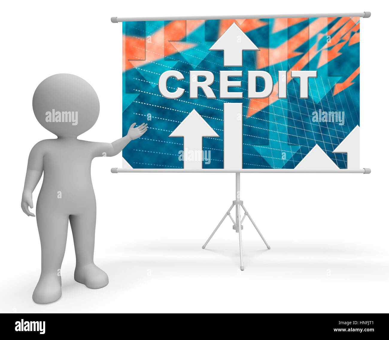 Credit Graph Character Indicating Finance And Loan Diagram 3d ...
