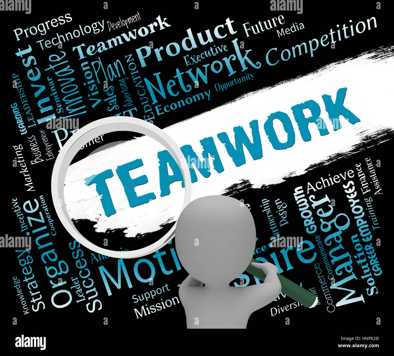 Teamwork Words Character Indicating Teams Networking And Cooperation 3d ...