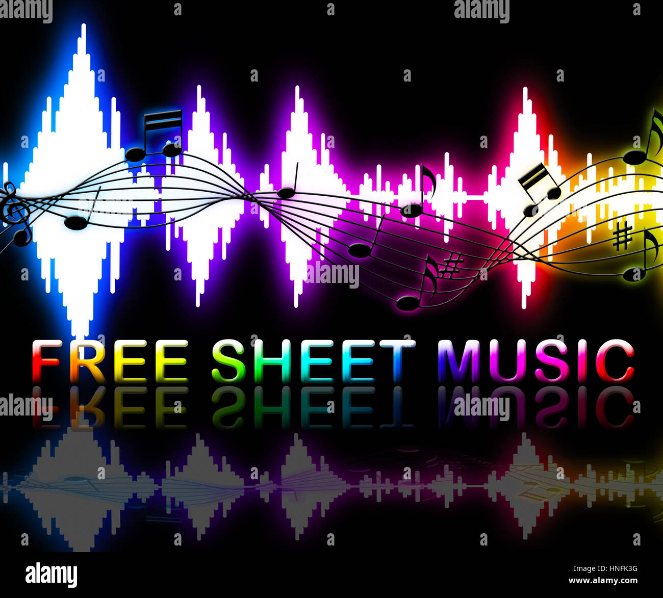 Free Sheet Music Soundwaves Shows Notation And Melodies Stock Photo - Alamy