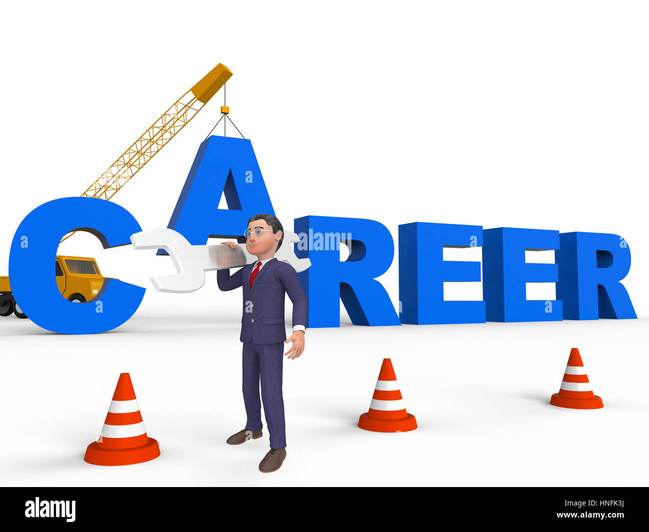 Career Character Representing Executive Job Search 3d Rendering Stock ...