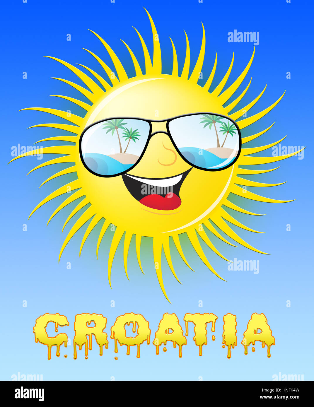 Croatia Sun With Glasses Smiling Means Sunny 3d Illustration Stock ...
