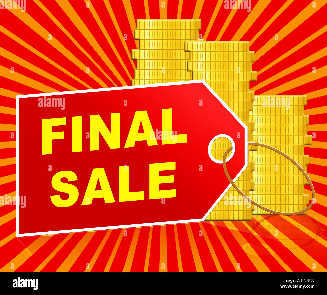 Final Sale Label And Coins Represents Closing Bargains 3d Illustration ...