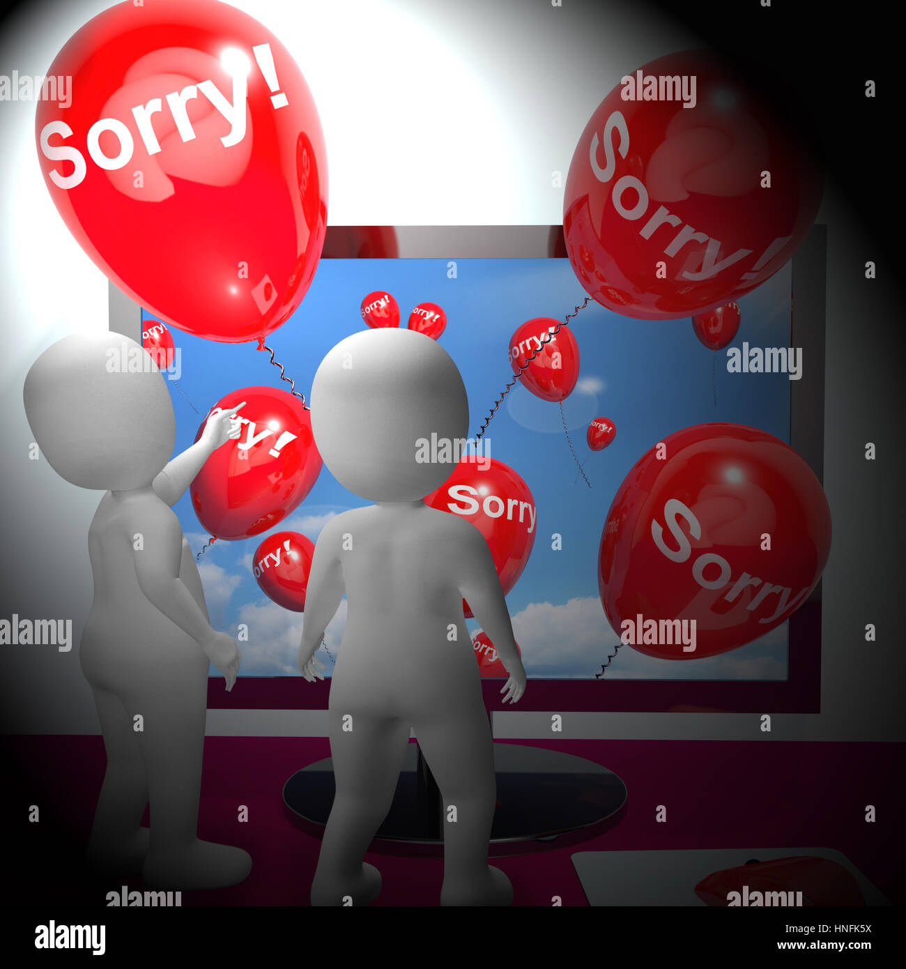 Sorry Balloons From Computer Show Online Apology 3d Rendering Stock ...