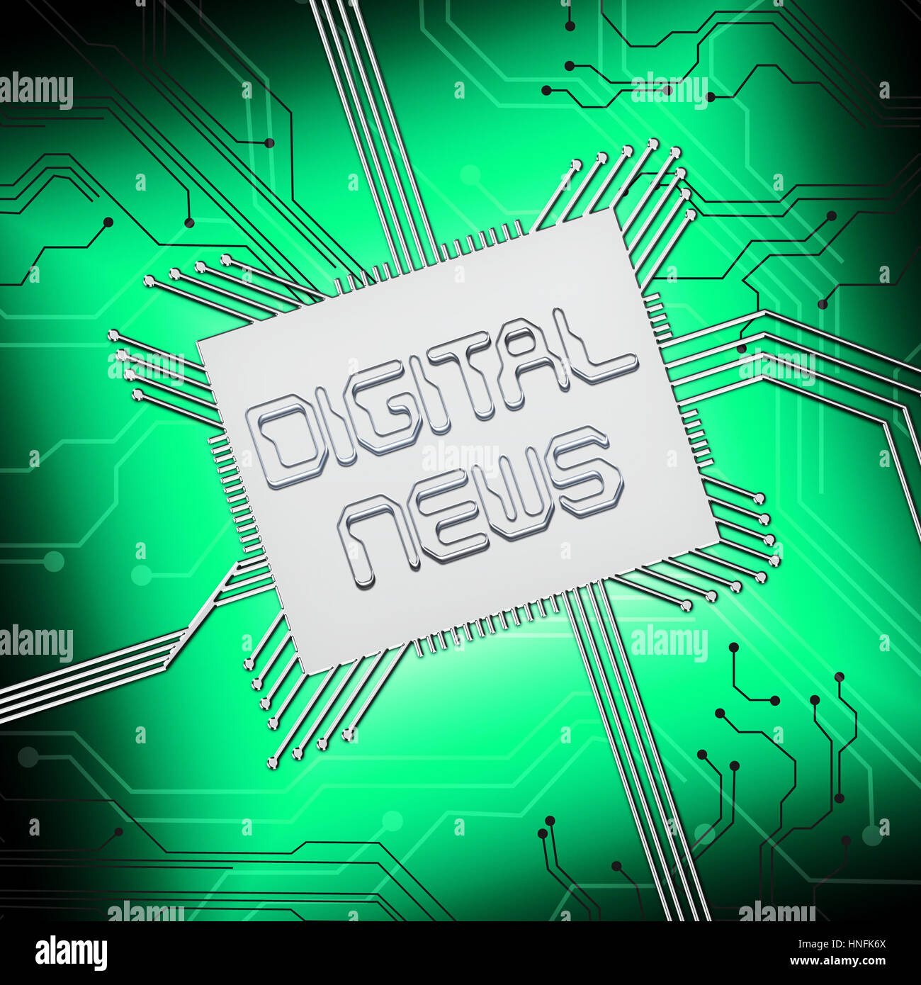 Digital News Cpu Shows Information Technology 3d Illustration Stock ...
