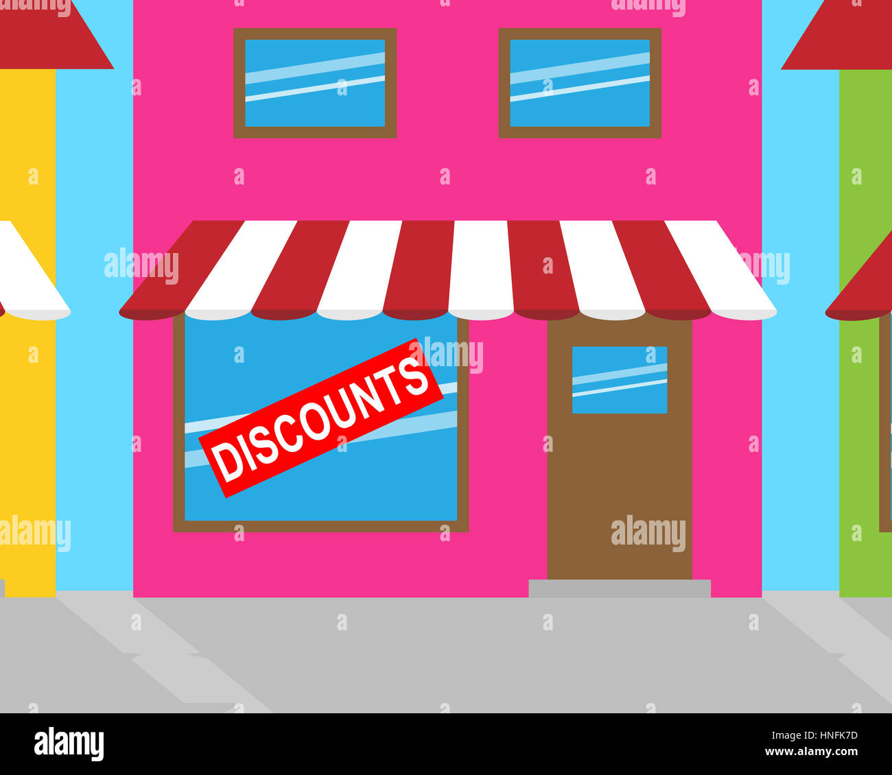 Discounts Sign In Shop Window Shows Reduced Prices 3d Illustration ...