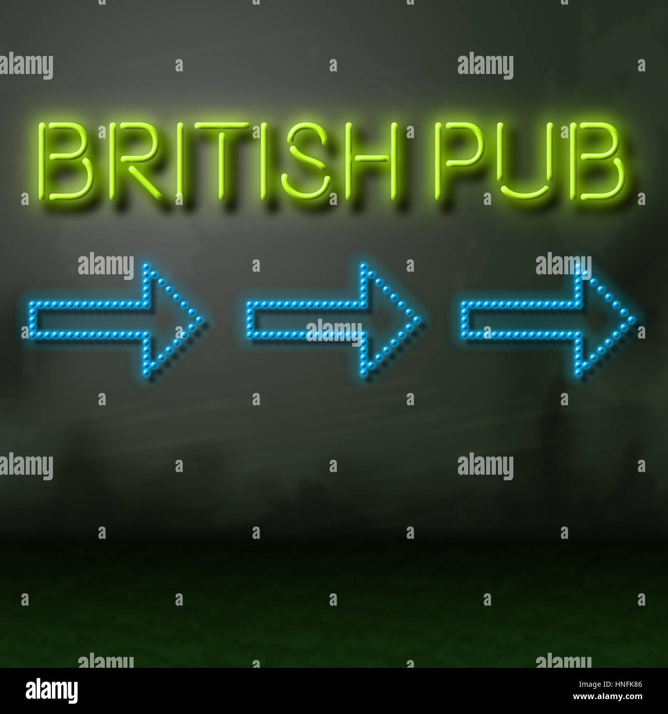 British Pub Neon Sign Shows English Bar Nightlife Stock Photo - Alamy
