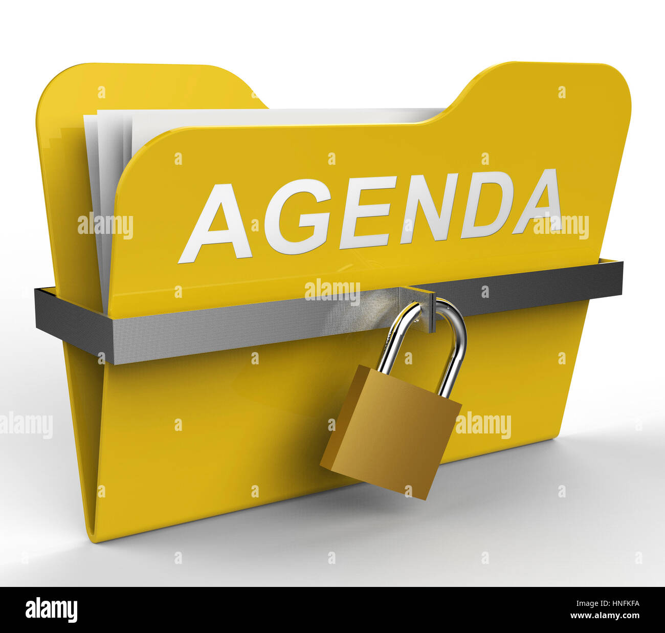 Agenda Folder With Padlock Representing Binder Schedule 3d Rendering ...