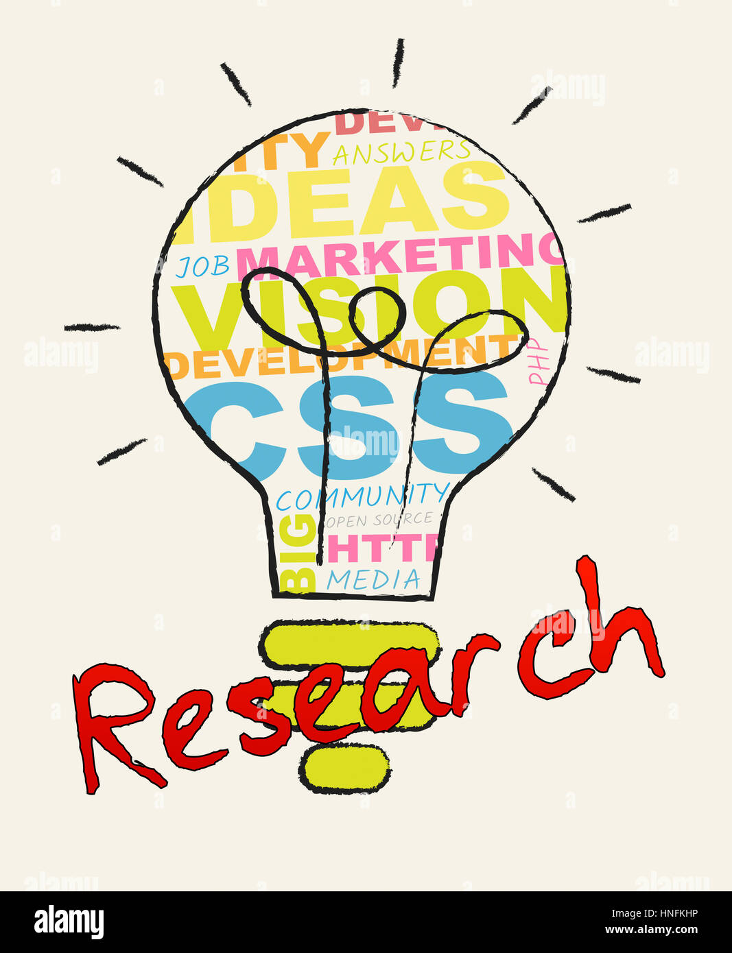 Research File Lightbulb Words Shows Gathering Data 3d Illustration ...