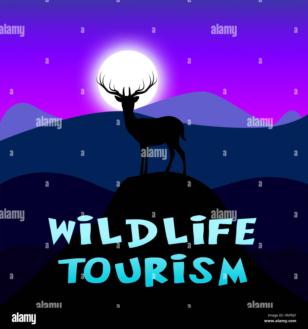 Wildlife Tourism Mountain Scene Shows Animal Tours 3d ILlustration ...