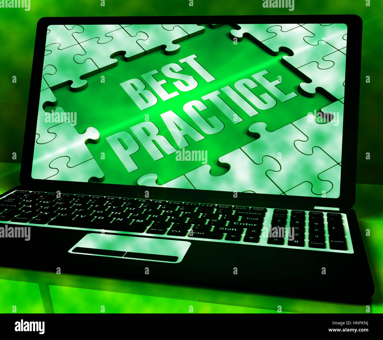Best Practice On Laptop Showing Successful Practices 3d Rendering Stock ...