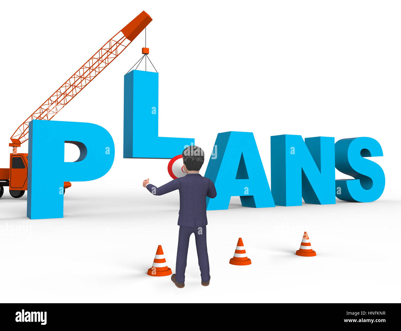 Make Plans Character Indicating Goals Planner 3d Rendering Stock Photo ...