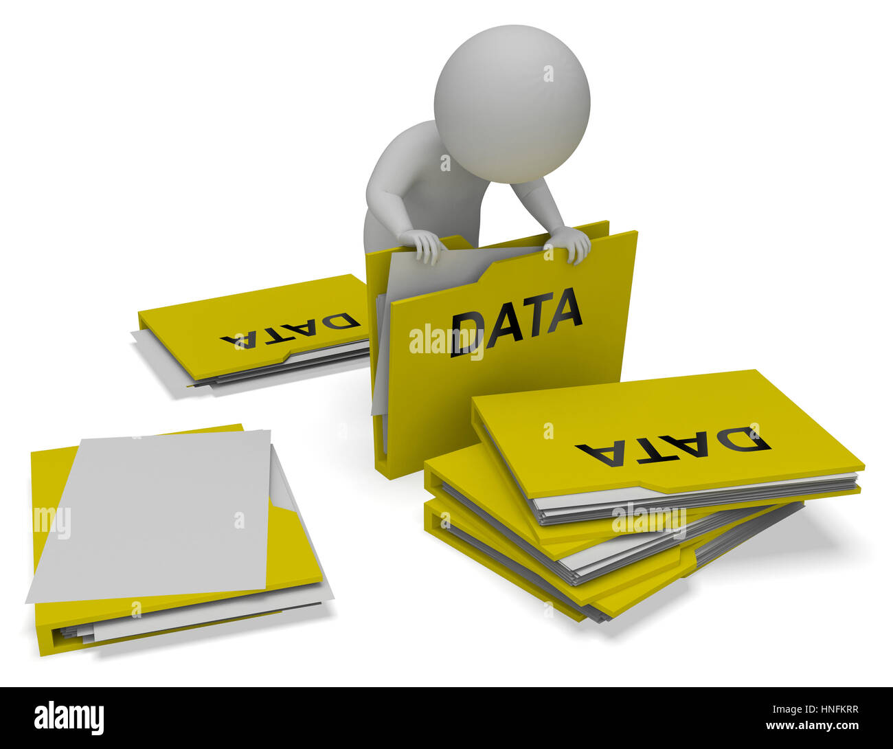 Data Character And Folders Means Database Files 3d Rendering Stock ...