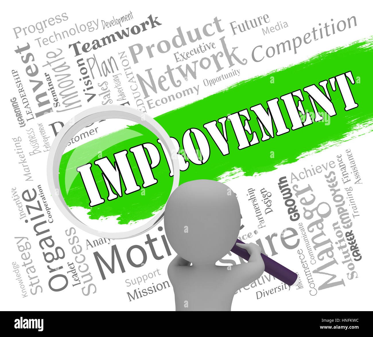 Improvement Words Character Showing Progress Upgrade And Development 3d ...