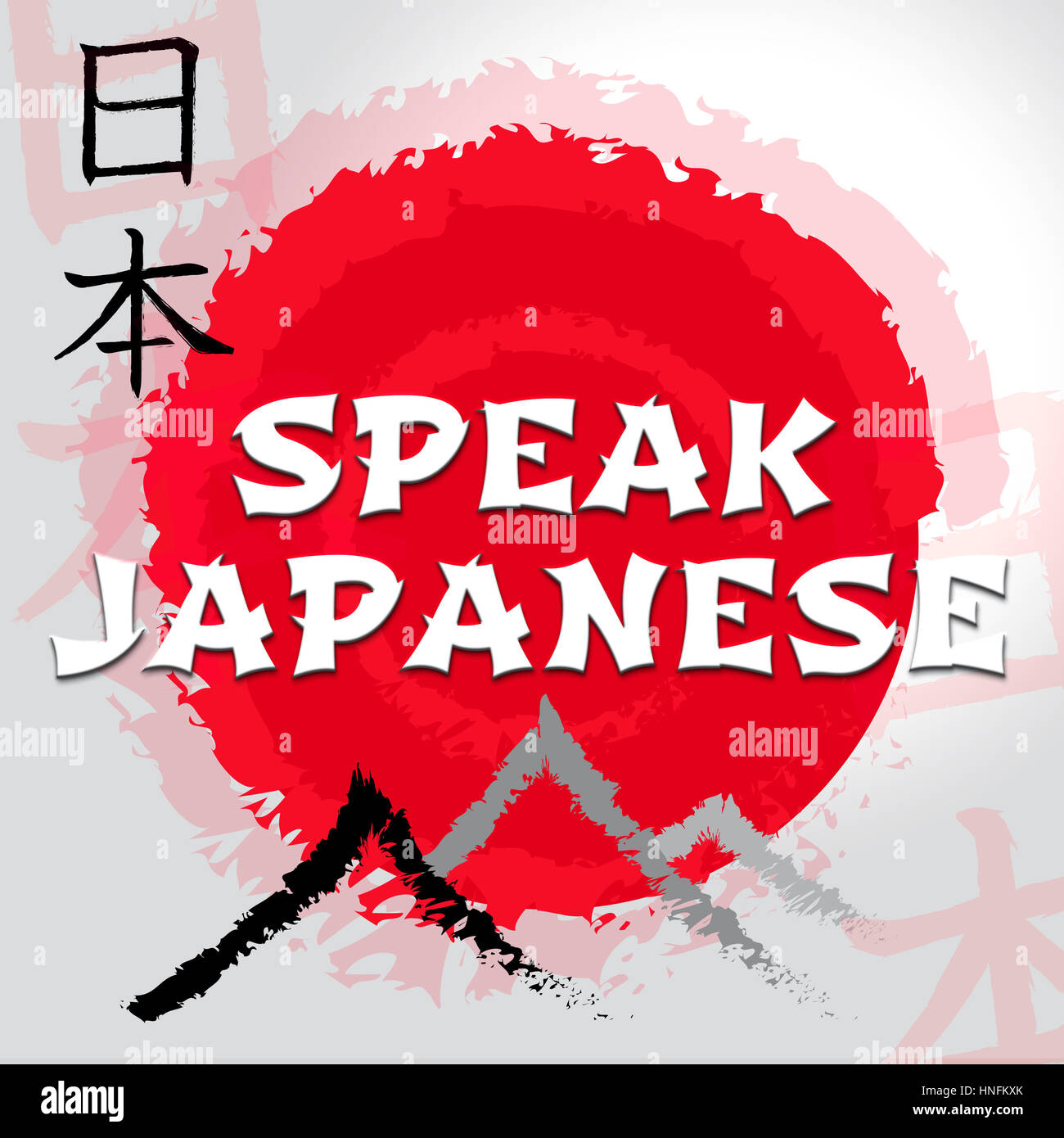Speak Japanese Mountain And Sun Symbols Indicating Japan Language And ...