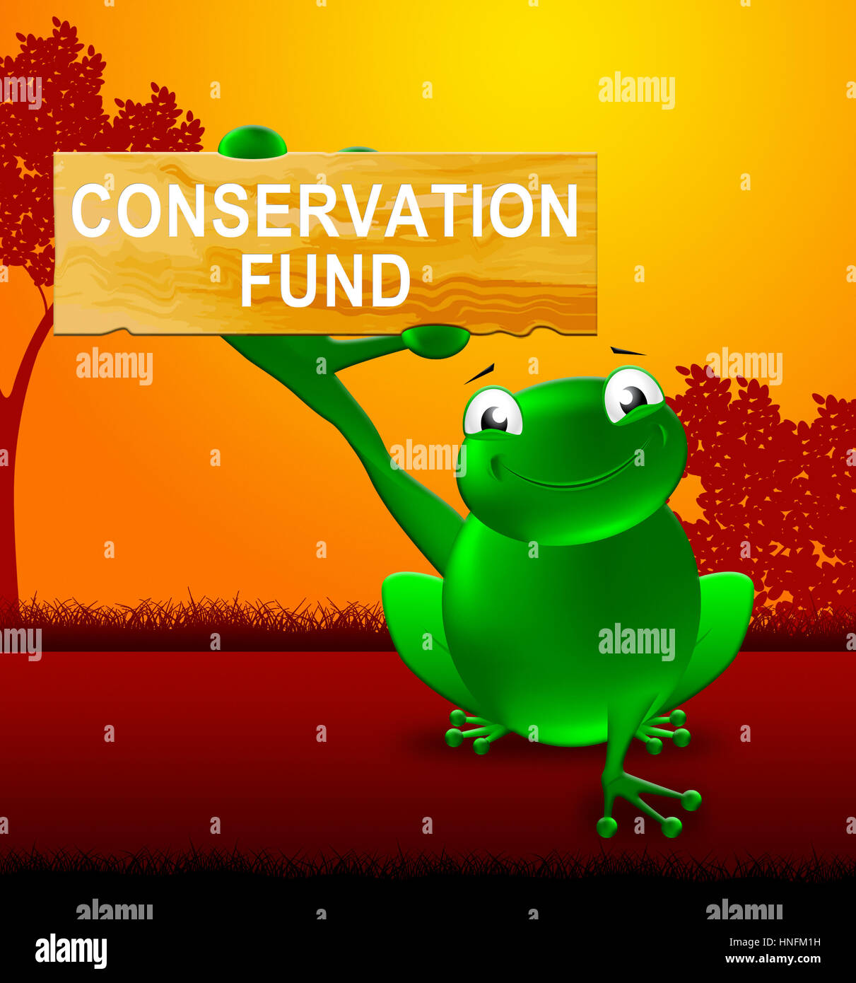 Frog With Conservation Fund Sign Shows Preservation 3d Illustration ...