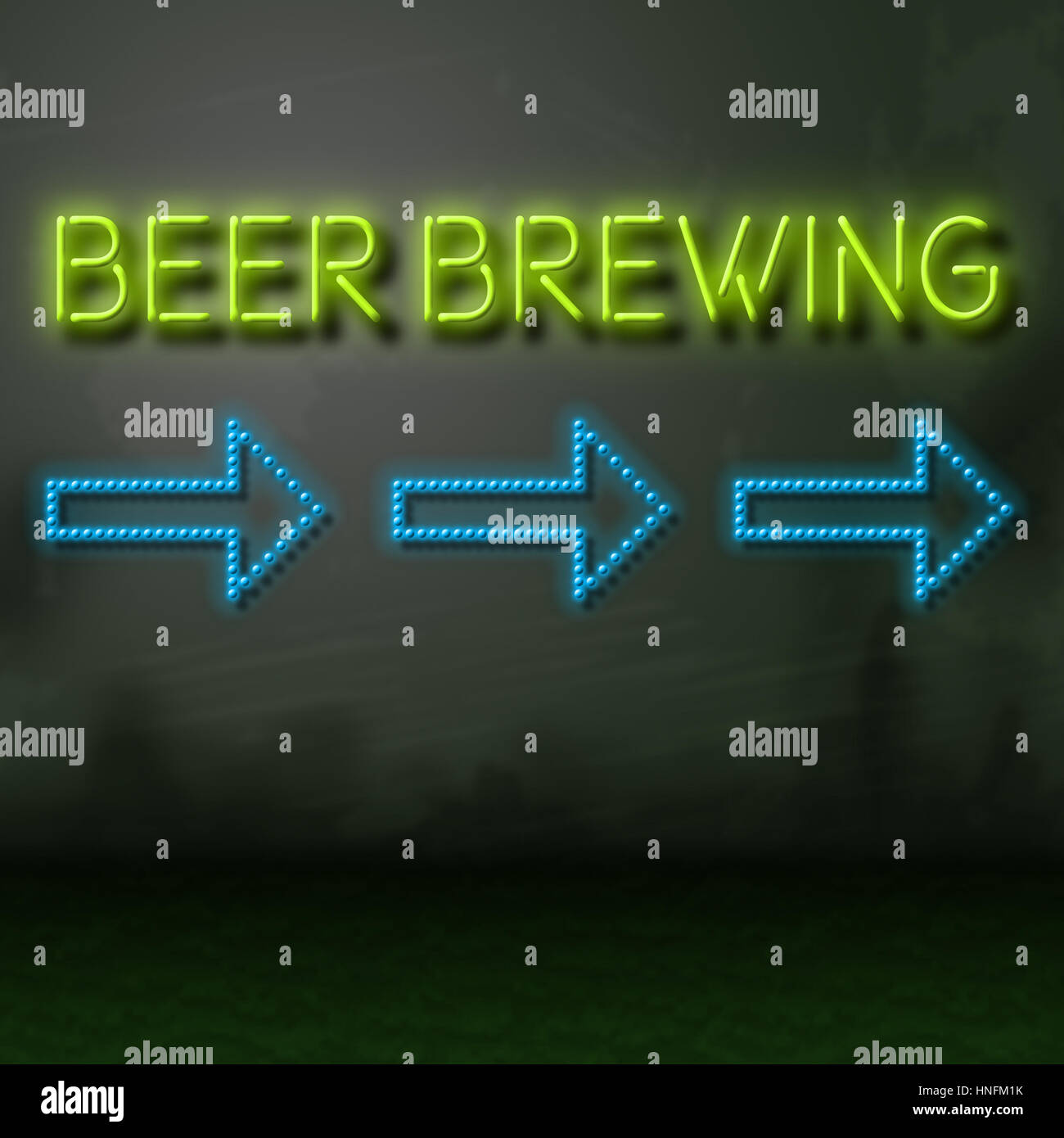 Beer Brewing Neon Sign Shows Brewery Production Factory Stock Photo - Alamy