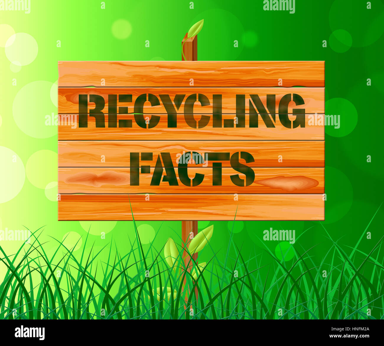 Recycling Facts Sign On Grass Shows Natural Reuse 3d Illustration Stock ...