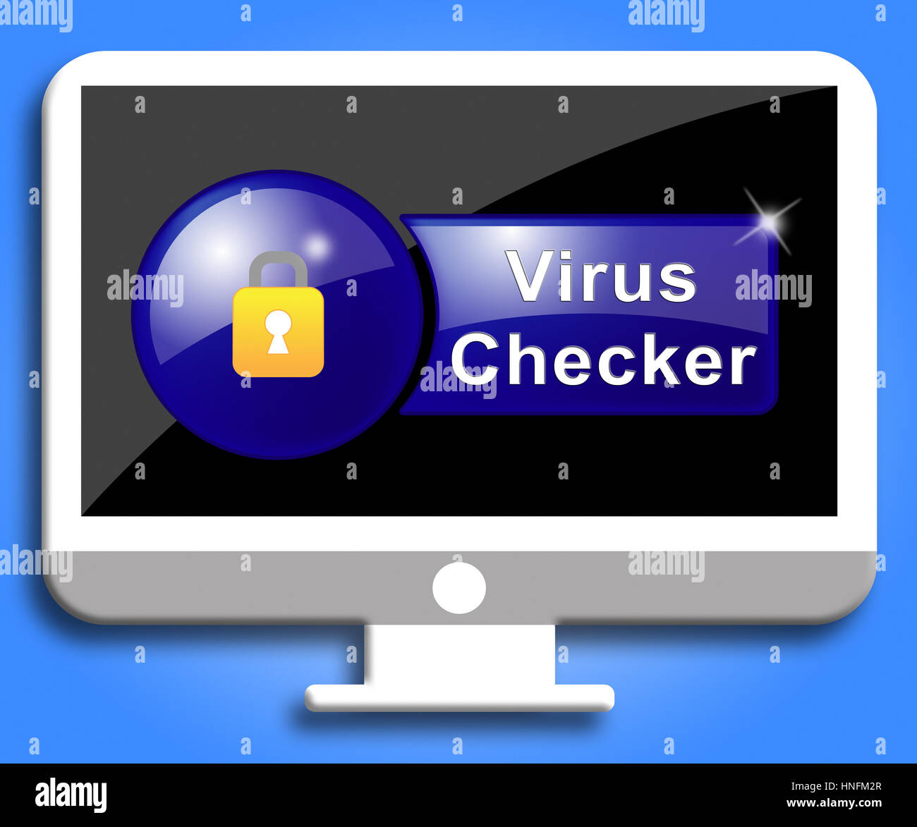 Virus Checker Screen Padlock Indicates Digital Antivirus And Firewall ...