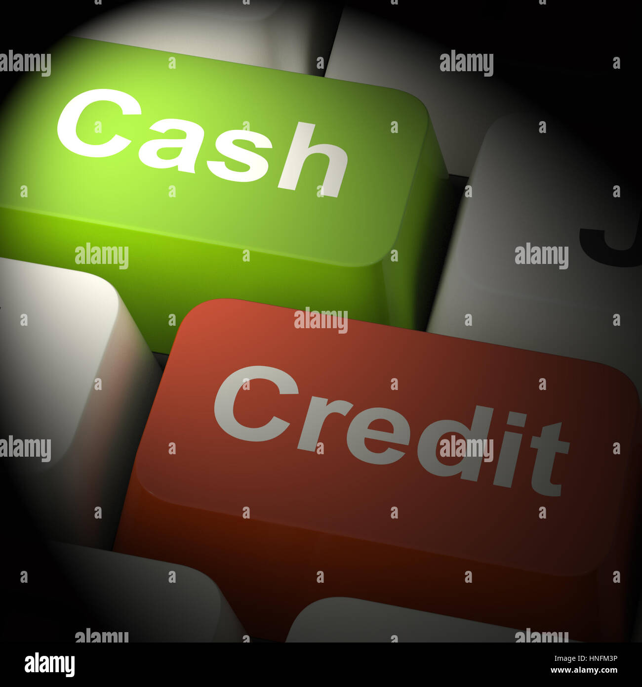 Cash And Credit Keys Showing Consumer Purchases Using Money 3d ...