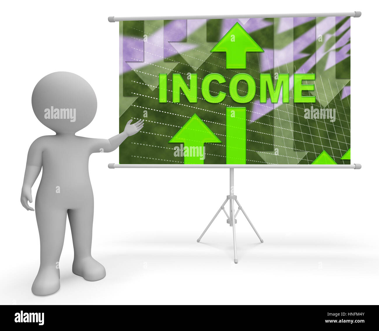 Income Graph Character Showing Incomes Revenue And Salaries 3d ...