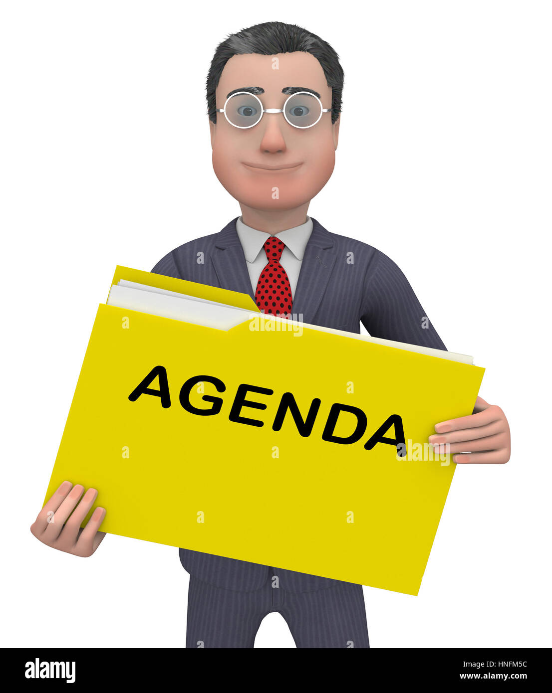 Agenda Character Holding Folder Meaning Binder Schedule 3d Rendering ...
