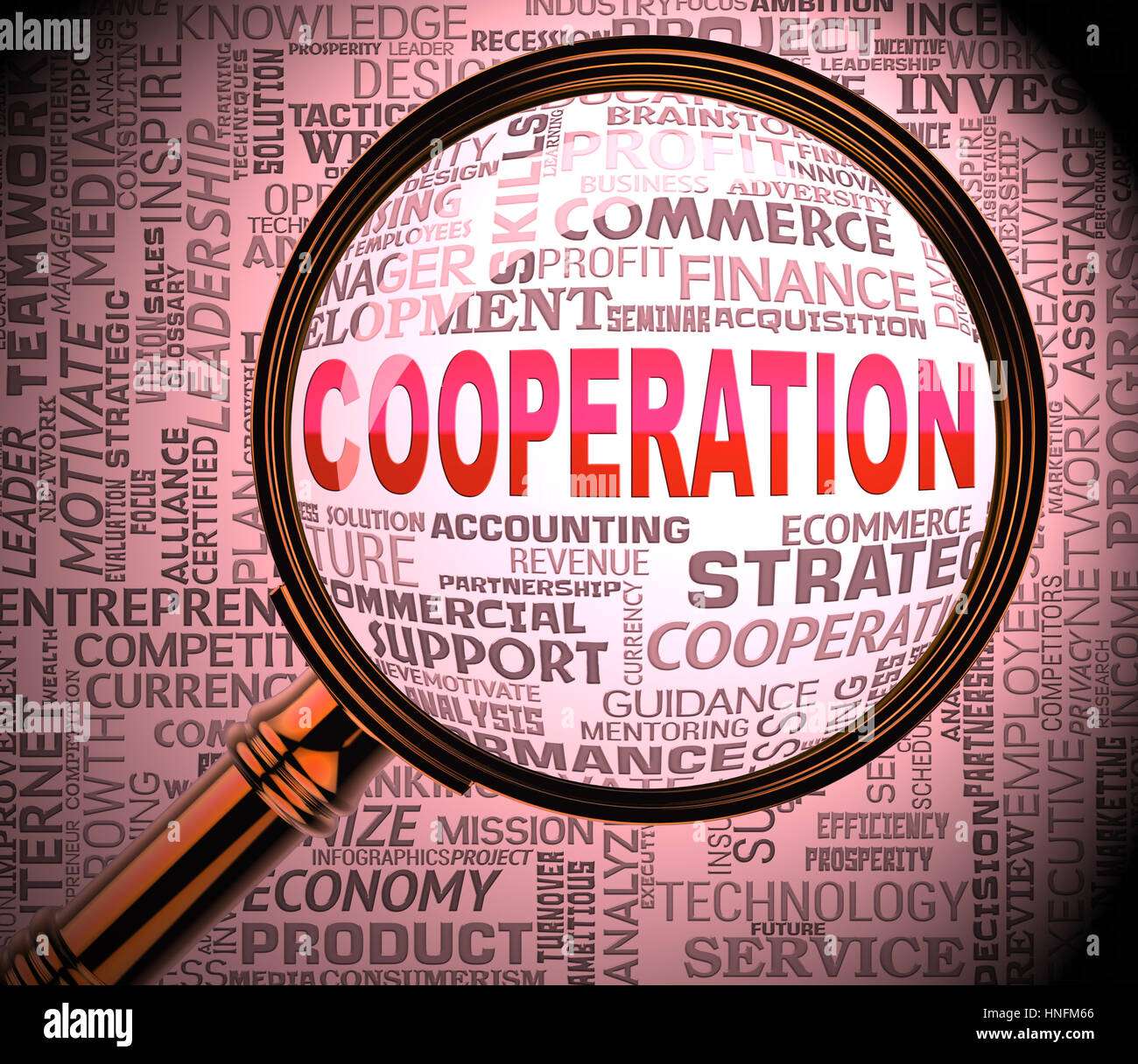 Cooperation Magnifier Showing Magnification Team And Teamwork 3d ...