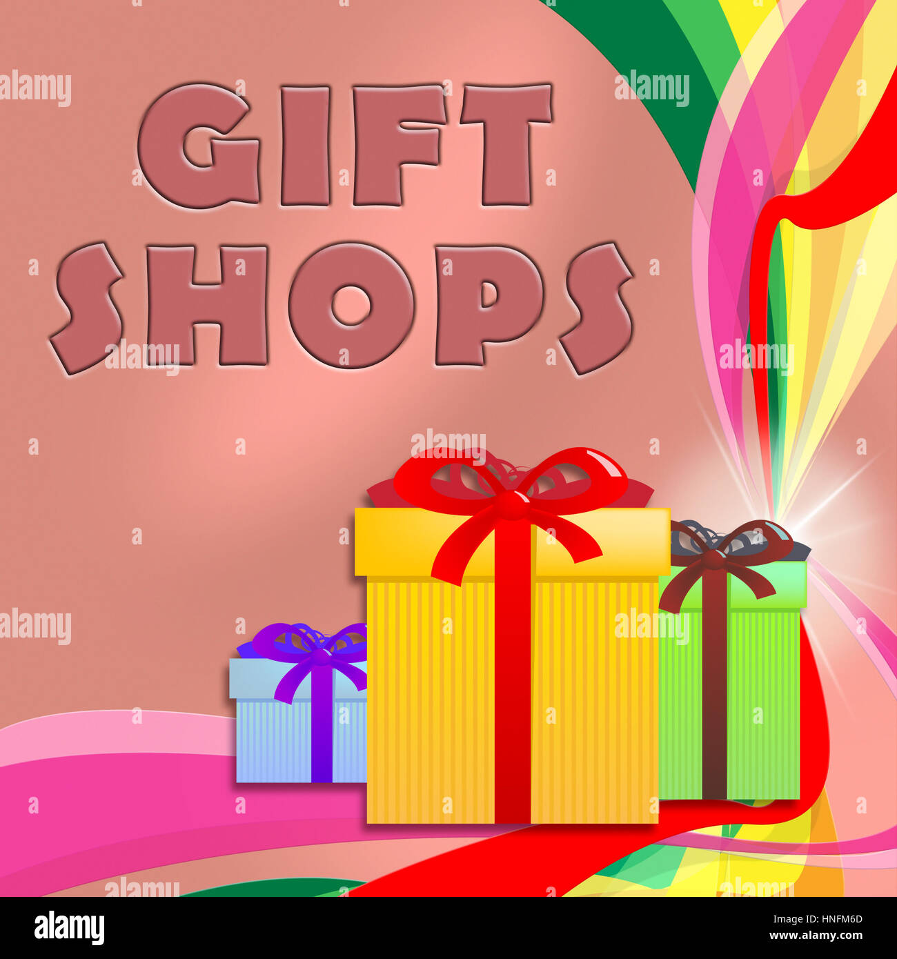 Gift Shops Giftboxes Shows Store For Birthday Presents 3d Illustration ...