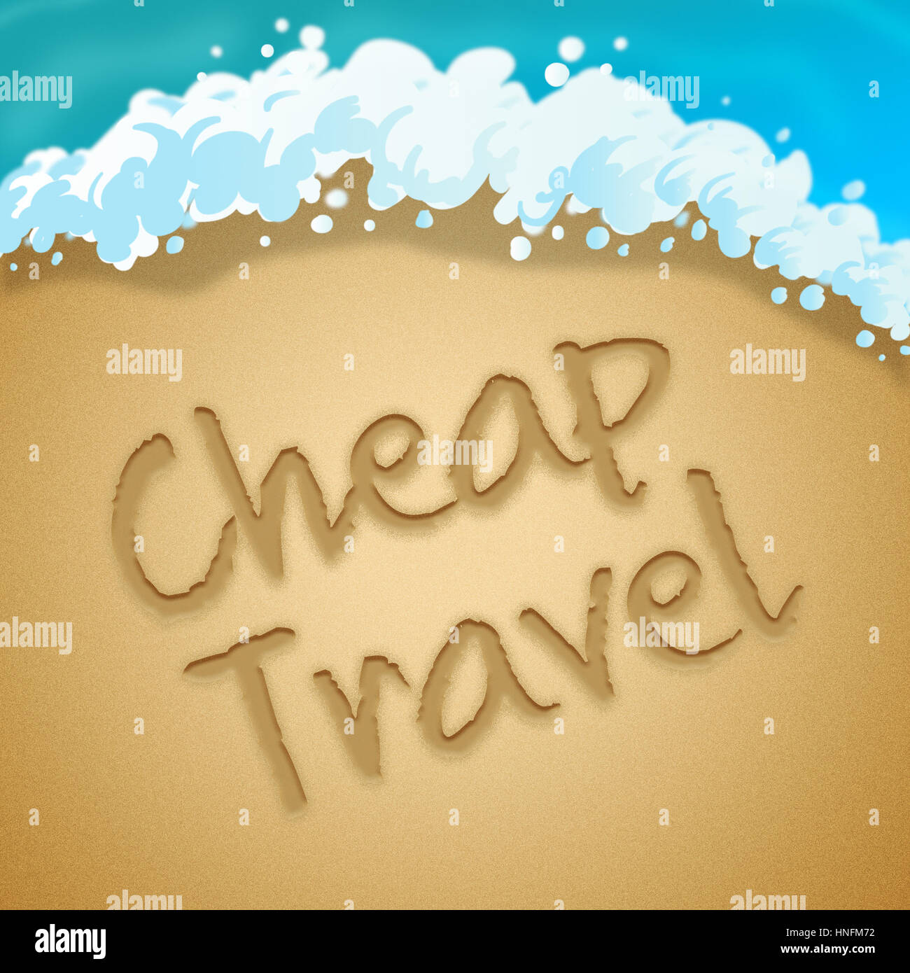 Cheap Travel Beach Sand Represents Low Cost Tours 3d Illustration Stock ...