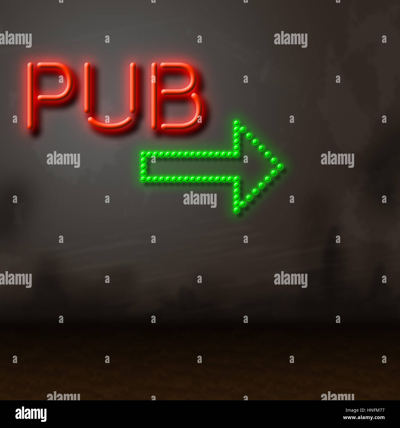 Pub Shining Neon Sign Locates Bar Tavern Or Nightlife Stock Photo - Alamy