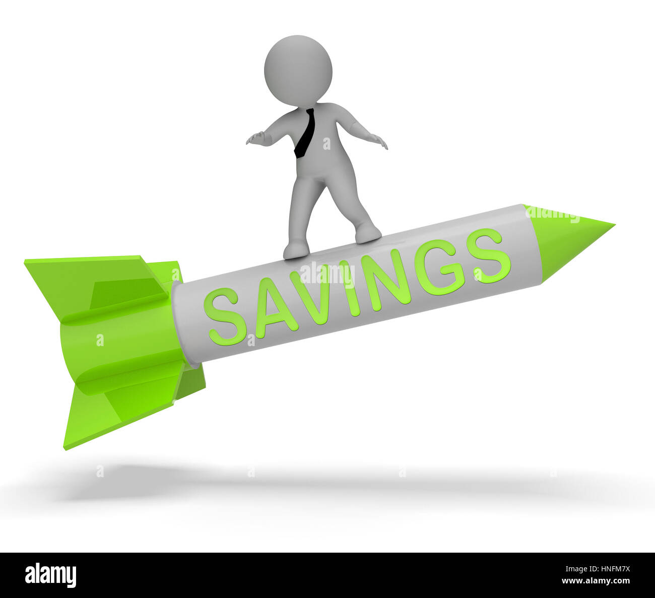 Savings Character On Rocket Shows Save Money 3d Rendering Stock Photo ...