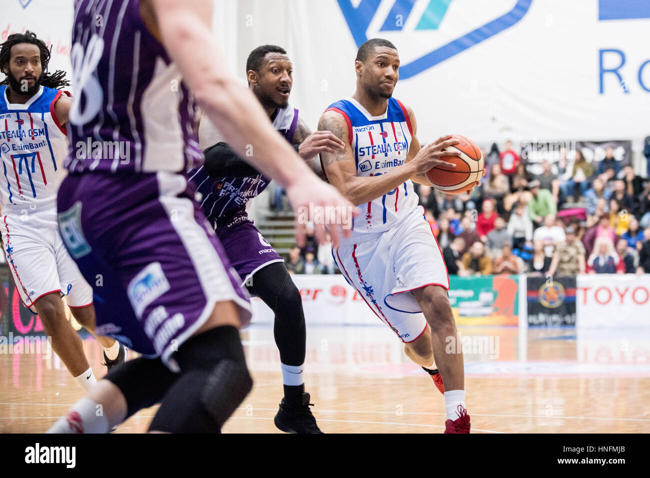 February 10, 2017: Vincent Hunter II #6 of BCM U Pitesti L and Cameron ...
