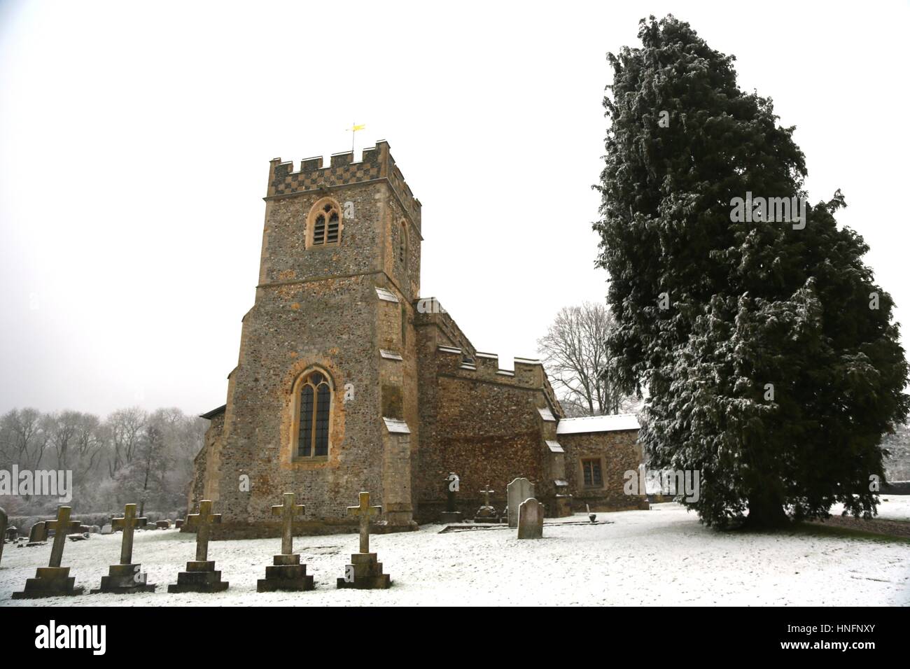 Chrishall, Essex, UK. 12th February, 2017. UK Weather:Holy Trinity ...