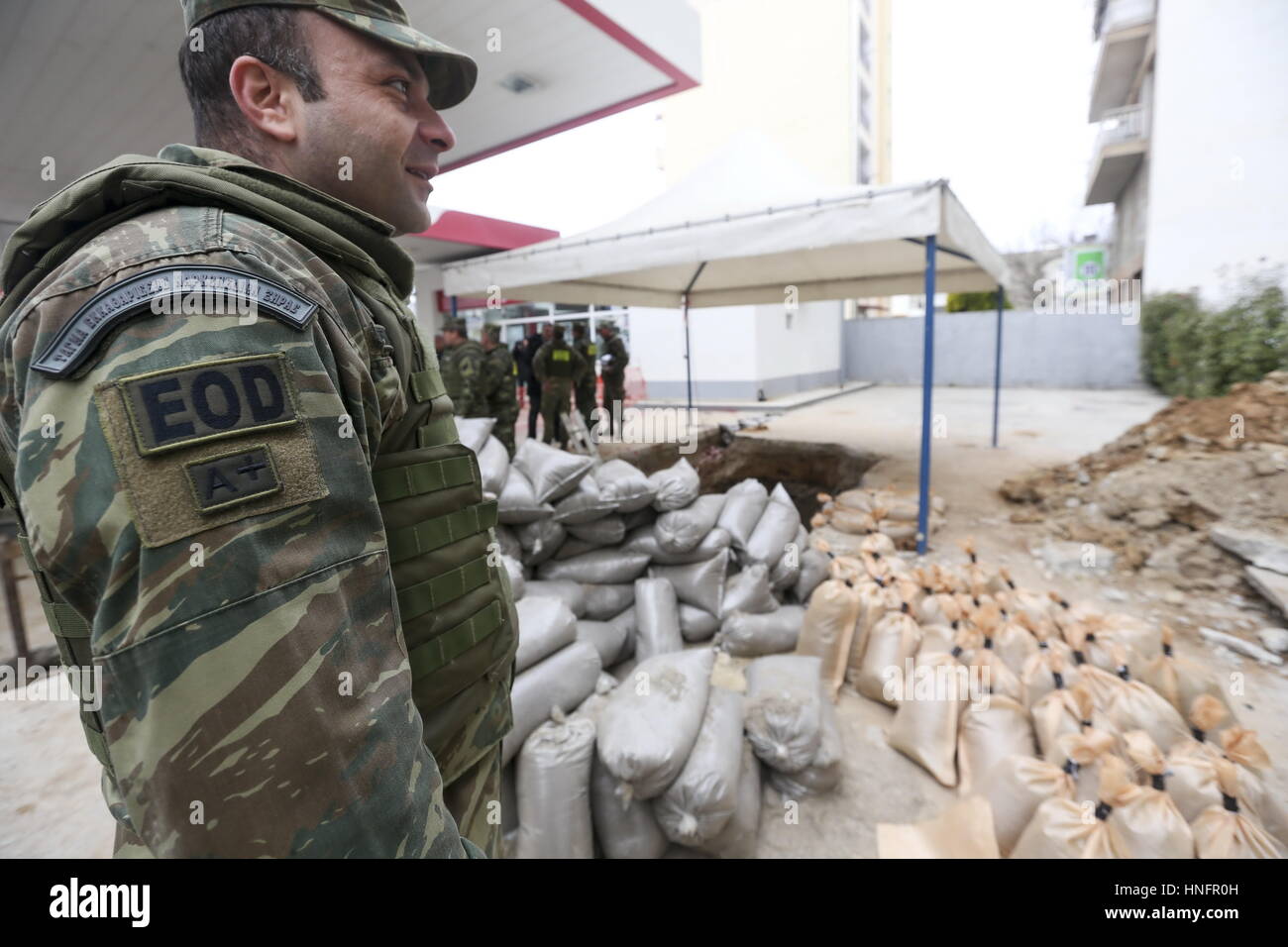 Athens. 12th Feb, 2017. Military personnels of a Greek military bomb ...