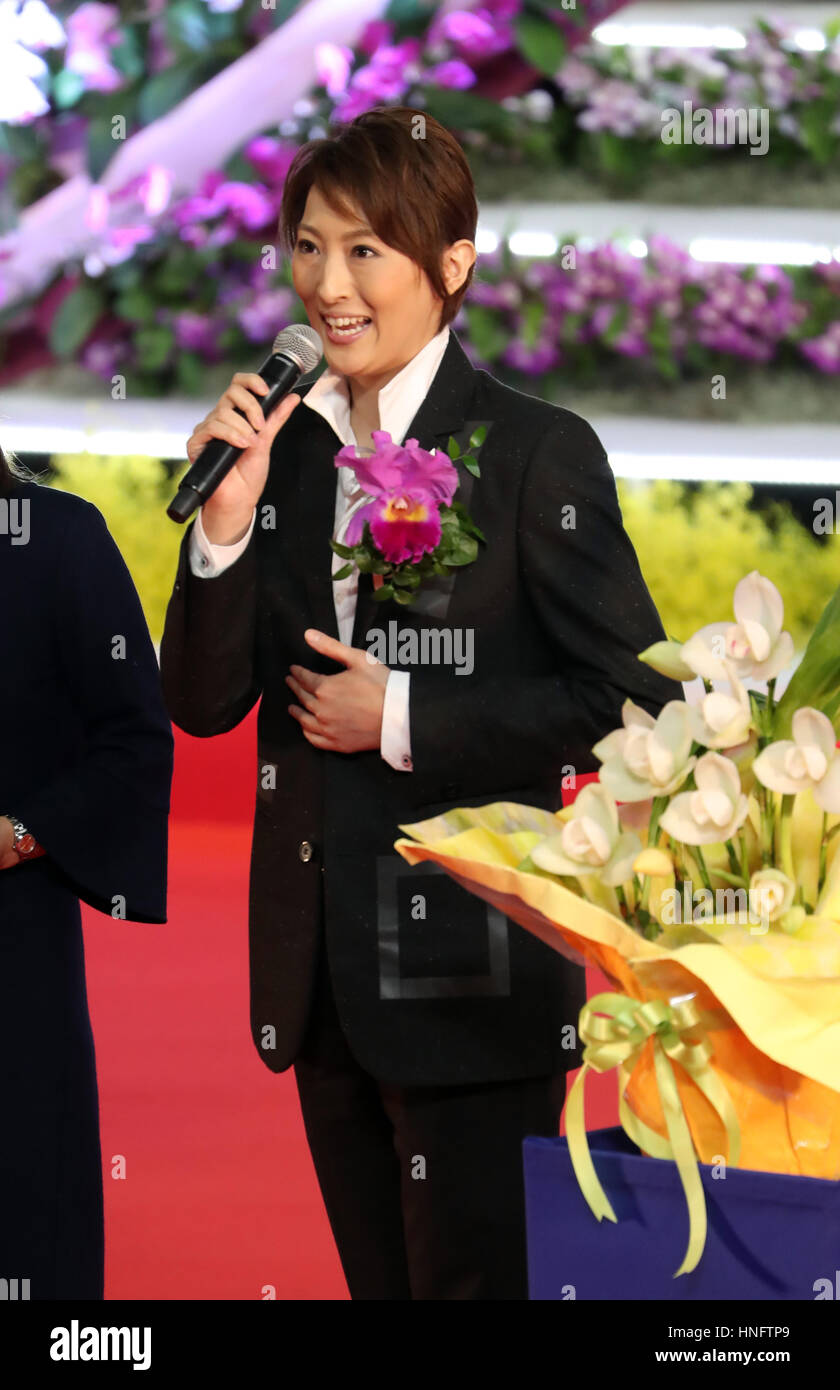 Tokyo, Japan. 10th Feb, 2017. Takarazuka revue star Ryo Tamaki smiles ...