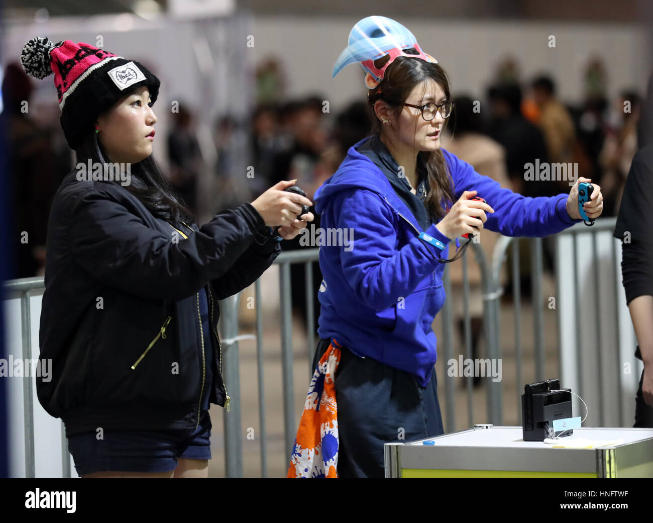 Chiba, Japan. 11th Feb, 2017. Japanese gamers play Nintendo's new ...