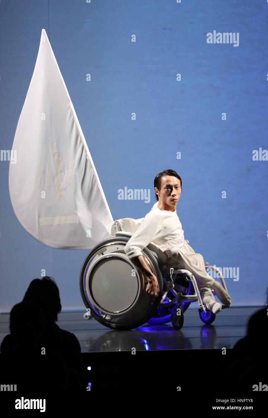Tokyo, Japan. 12th Feb, 2017. Handicapped dancers Kenta Kanbara on a ...