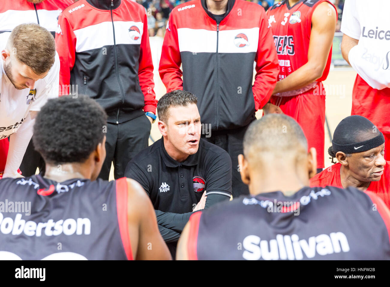 Copper Box, London, 12th Feb 2017. Riders Coach Rob Paternoster shouts ...