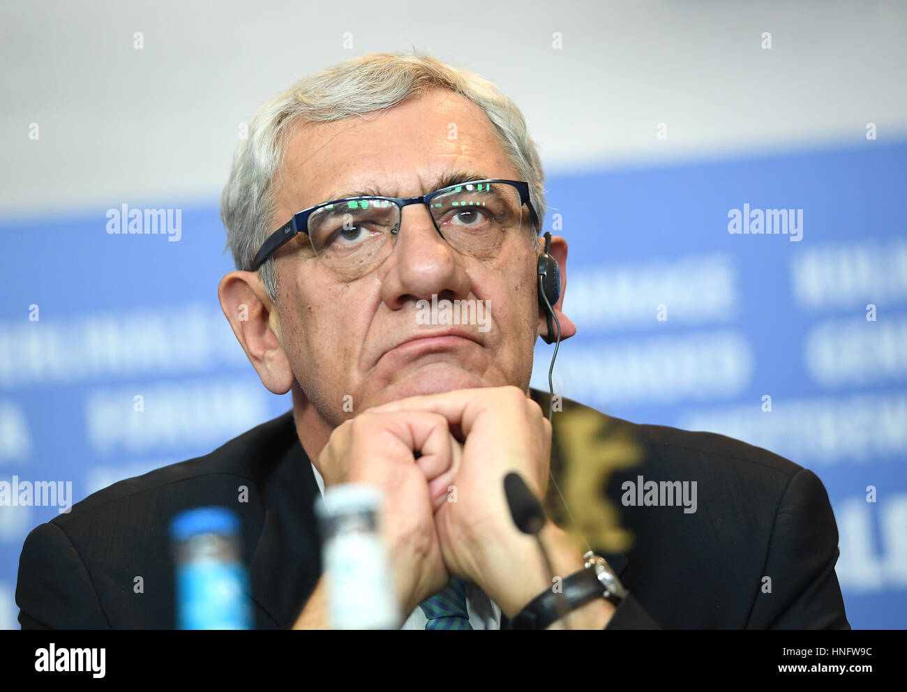 Berlin, Germany. 12th Feb, 2017. Actor Wiktor Zborowski speaking at ...