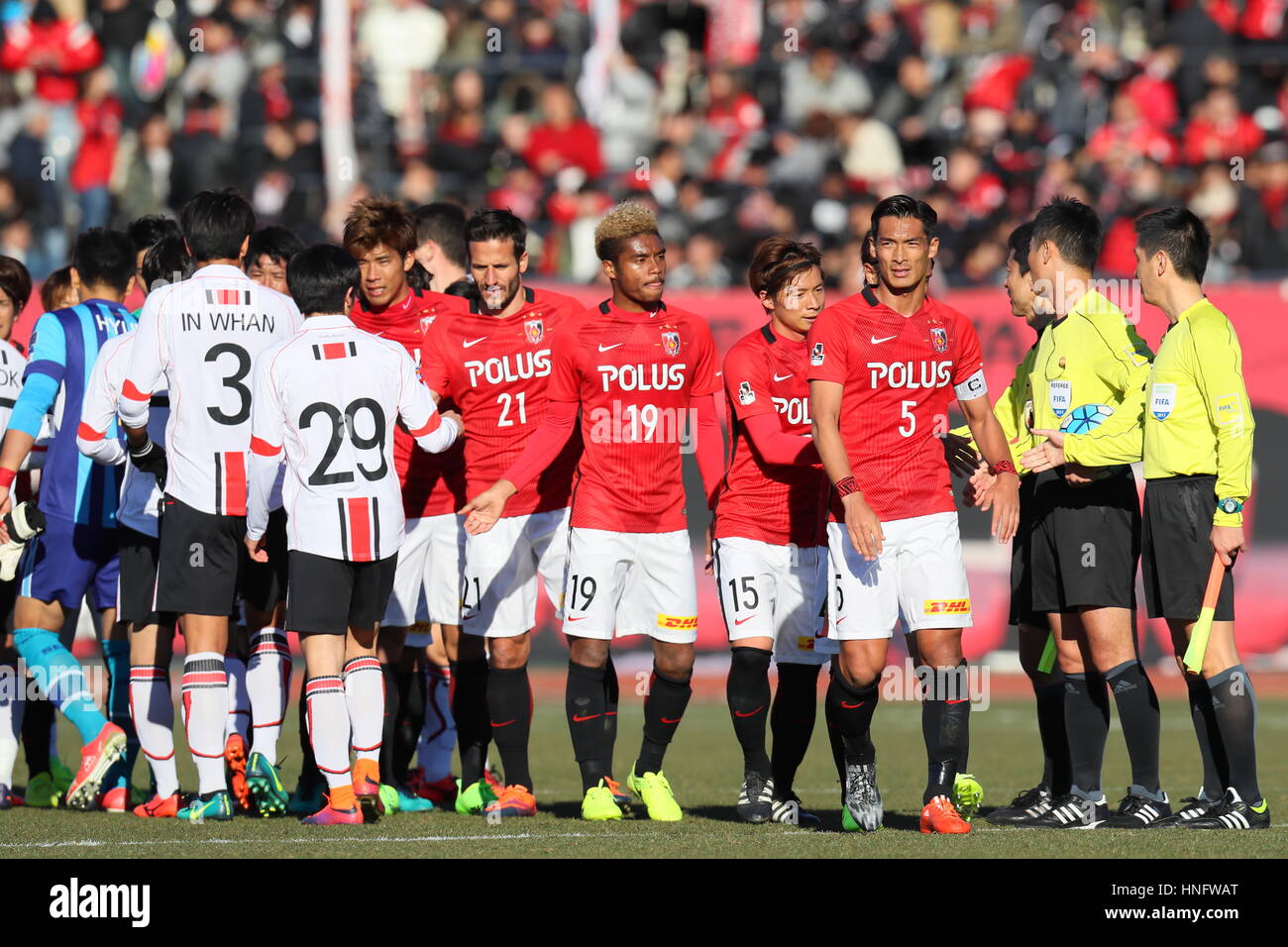 Urawa Komaba stadium, Saitama Japan. 12th Feb, 2017. Urawa Reds team ...