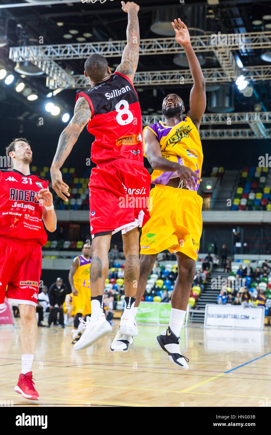 Copper Box, London, 12th Feb 2017. Riders Drew Sullivan (8) and Lions ...