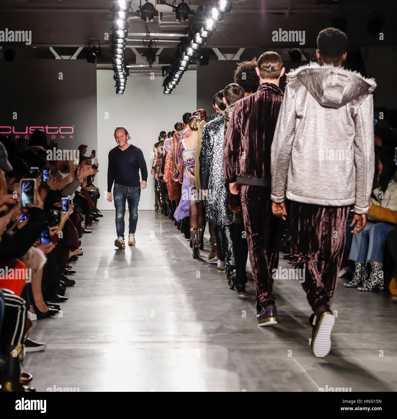 New York, USA. 12th February 2017. Custo Dalmau walks runway for the ...
