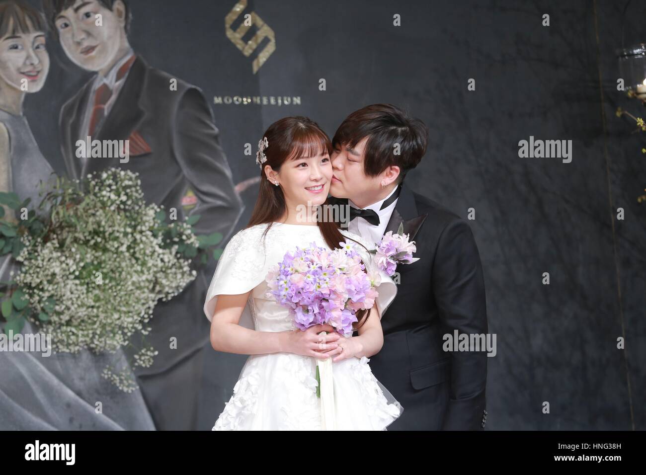Seoul, Korea. 12th Feb, 2017. Moon Hee Jun and Soyul hold wedding ...