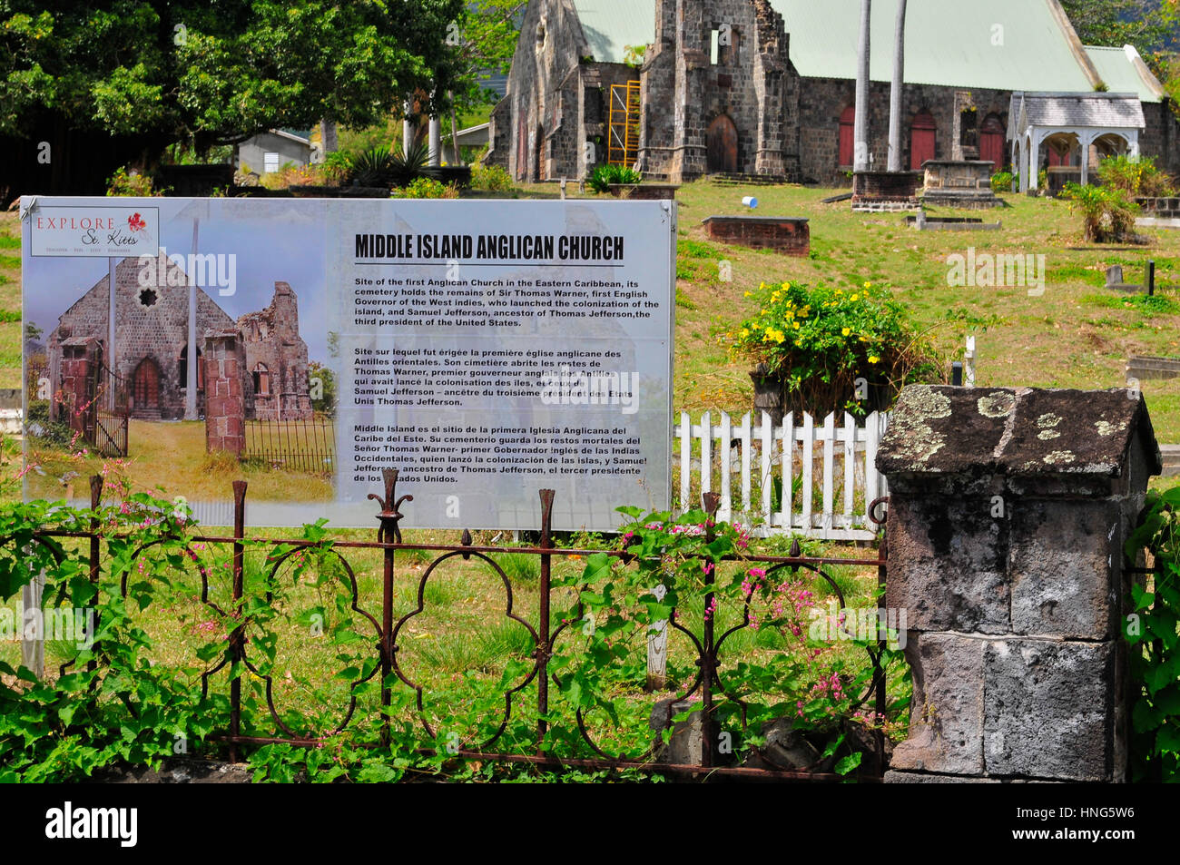 First Anglican church in Eastern Caribbean, Island of St. Kitts Stock ...