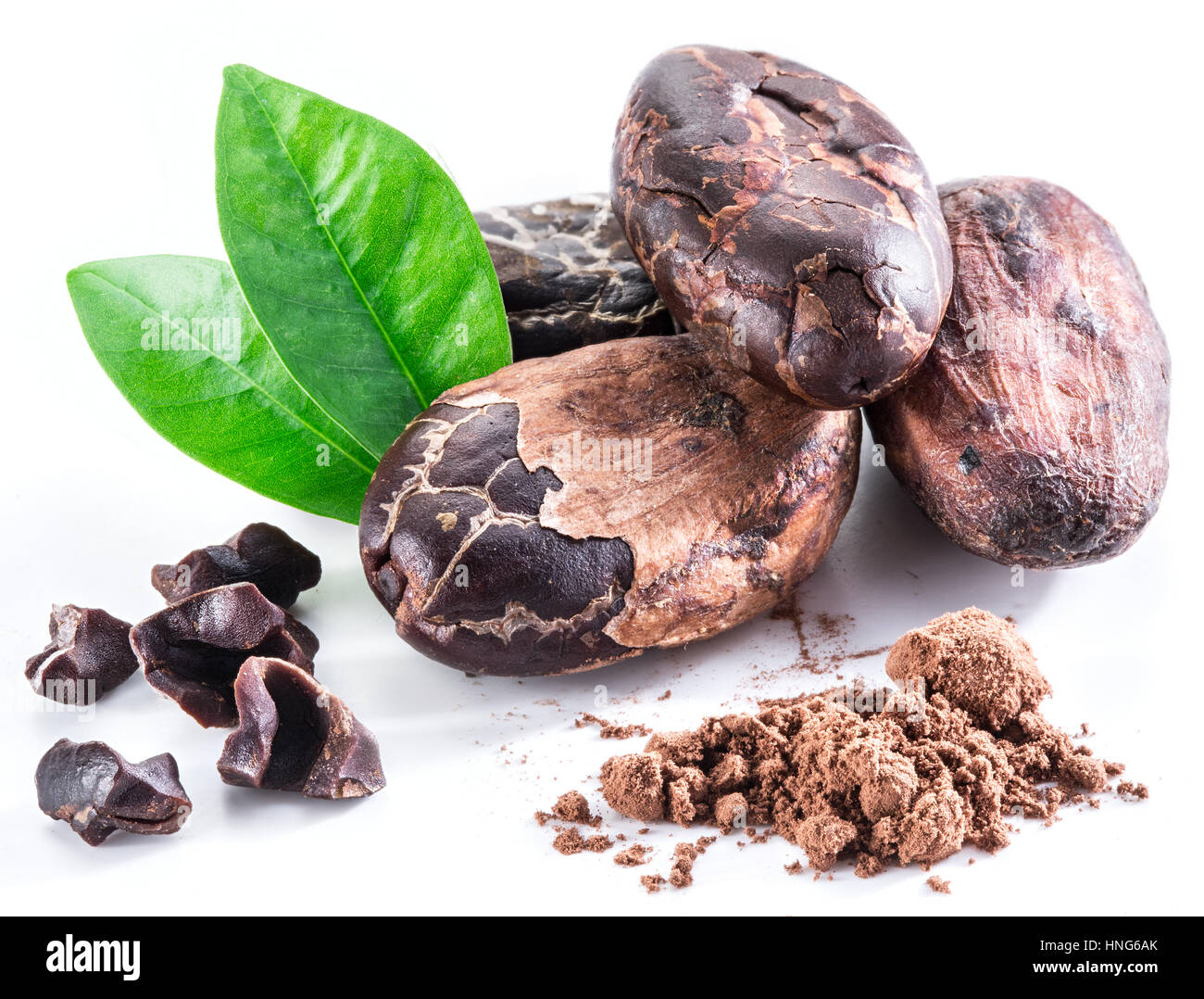 Cocao beans isolated on a white background Stock Photo - Alamy