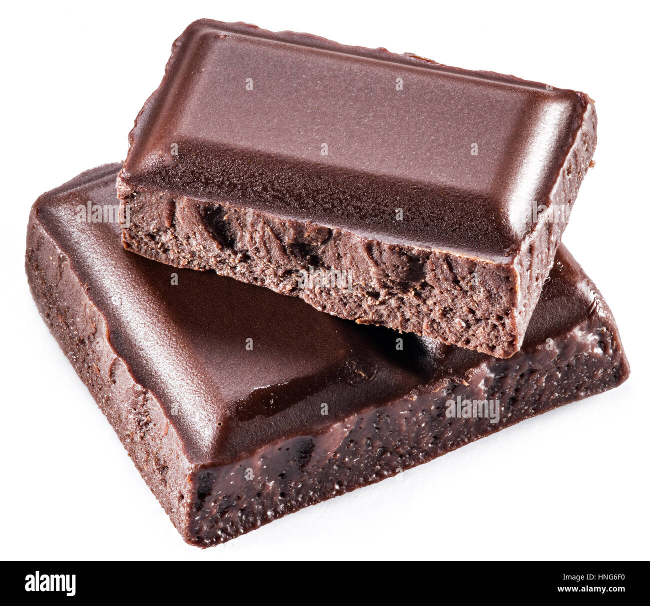 Two pieces of chocolate bar isolated on a white background Stock Photo ...