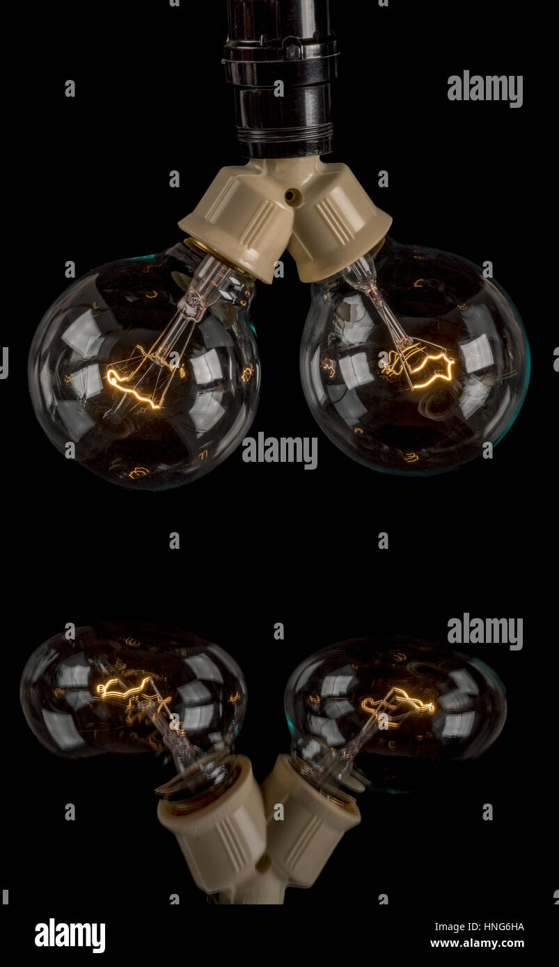 Fancy light bulbs handing with reflection Stock Photo - Alamy
