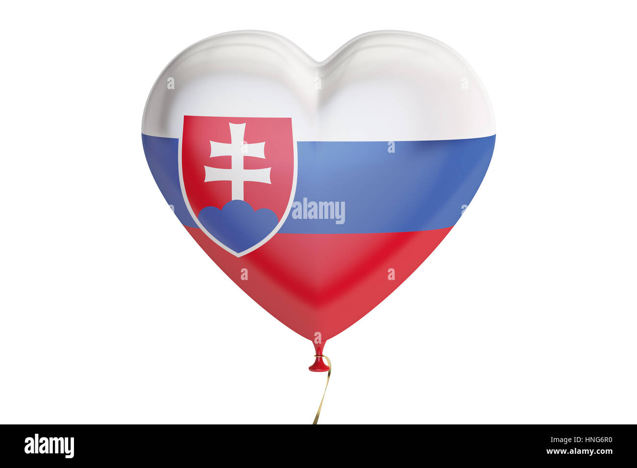 balloon with Slovakia flag in the shape of heart, 3D rendering isolated ...
